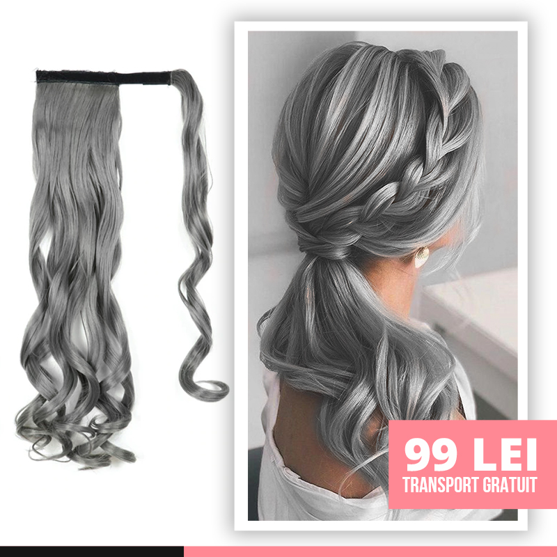 Coadă de păr sintetică Silver ondulat